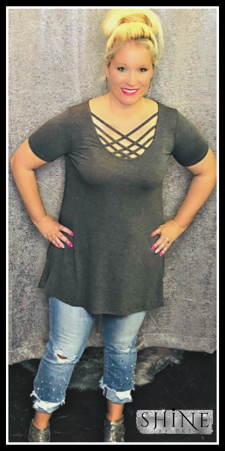 Grey Caged Top - SHiNE by PKE